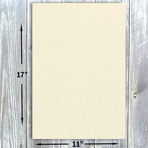 Hamilco Ivory Linen Textured Cardstock Thick Paper - 11 x 17" Heavy We ...